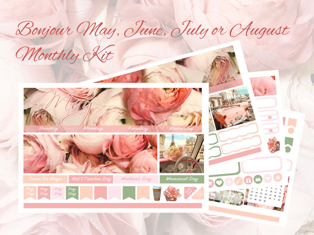 2026 Bonjour April, May, June, July, or August Monthly Kit Erin Condren ...