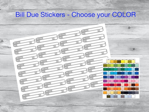32 Bill Due Stickers Choose Your COLOR - Etsy