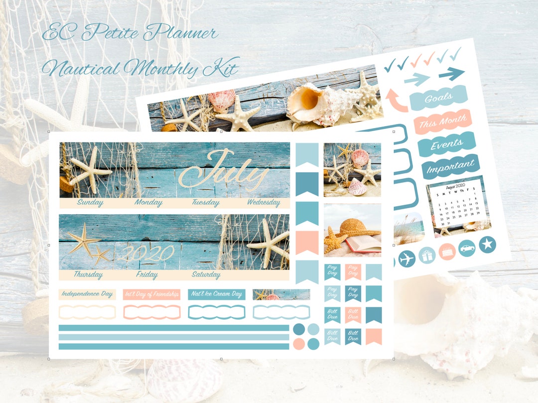 2026 EC Petite Planner Nautical June, July or August Monthly Kit! - Etsy