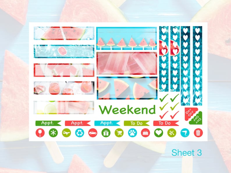 EC Petite Planner Watermelon Splash Weekly Kit - Etsy