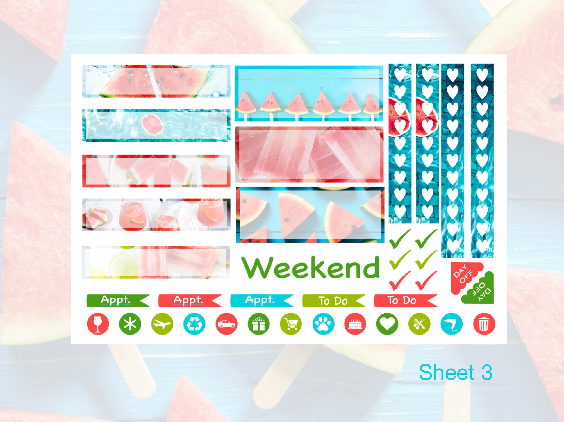 EC Petite Planner Watermelon Splash Weekly Kit - Etsy