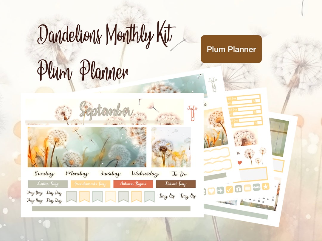 NEW Plum Planner Dandelions August, September, October or November ...