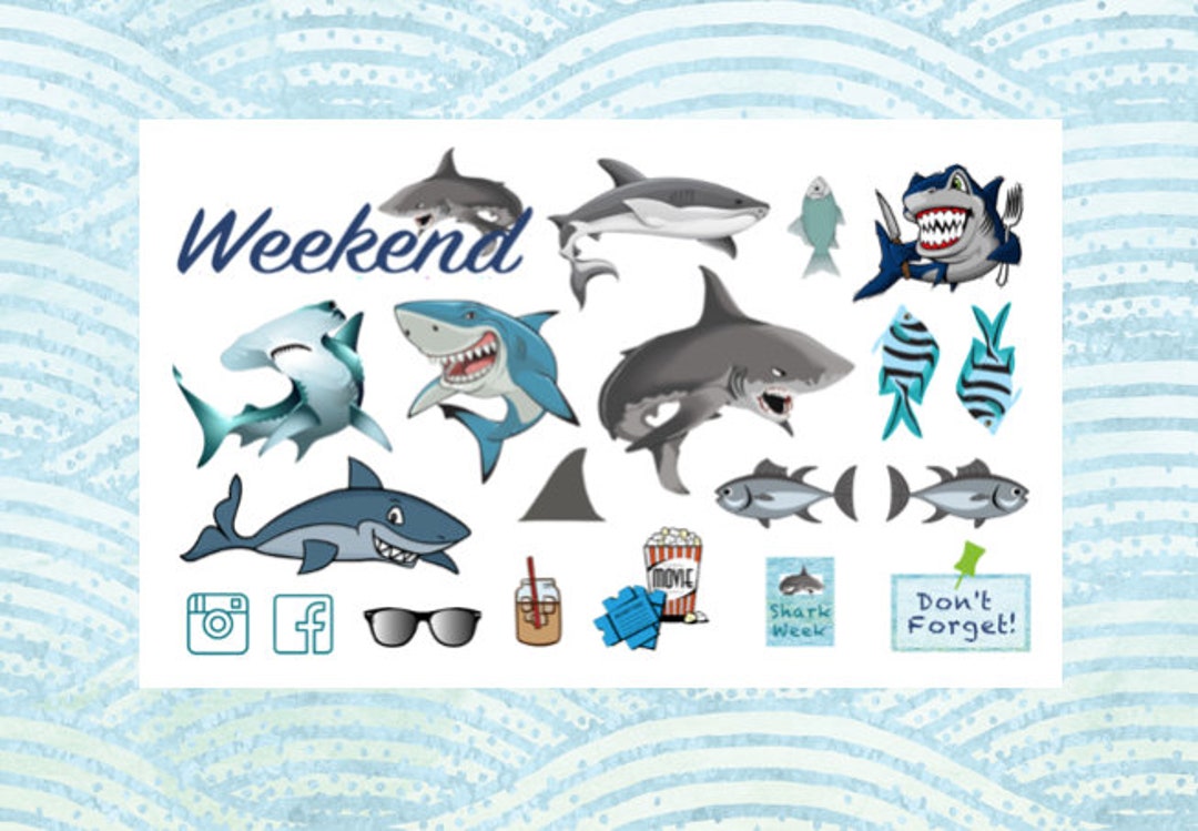 Shark Week Planner Stickers - Etsy
