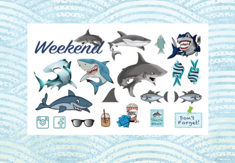 Shark Week Planner Stickers | Etsy