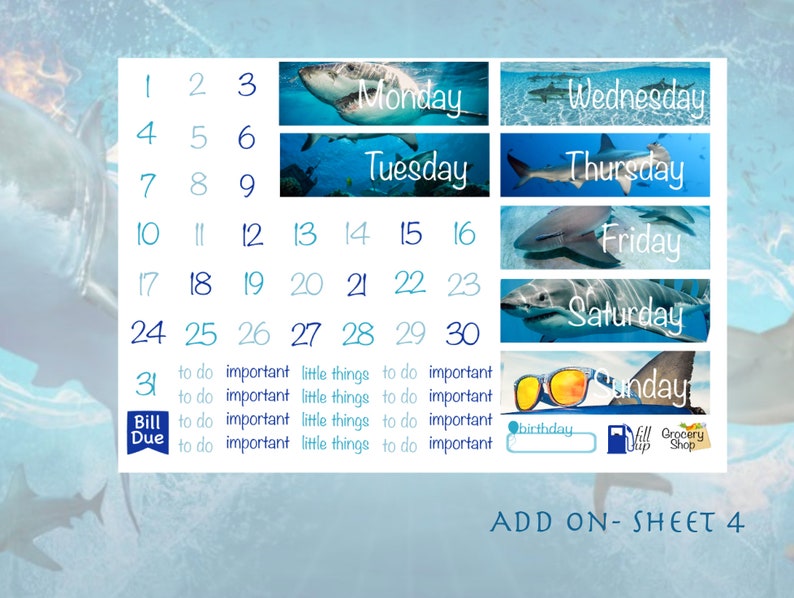 EC Petite Planner Shark Week Weekly Kit | Etsy