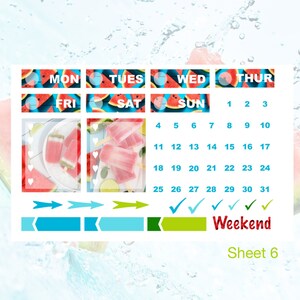 Watermelon Splash Weekly Sticker Kit - Etsy