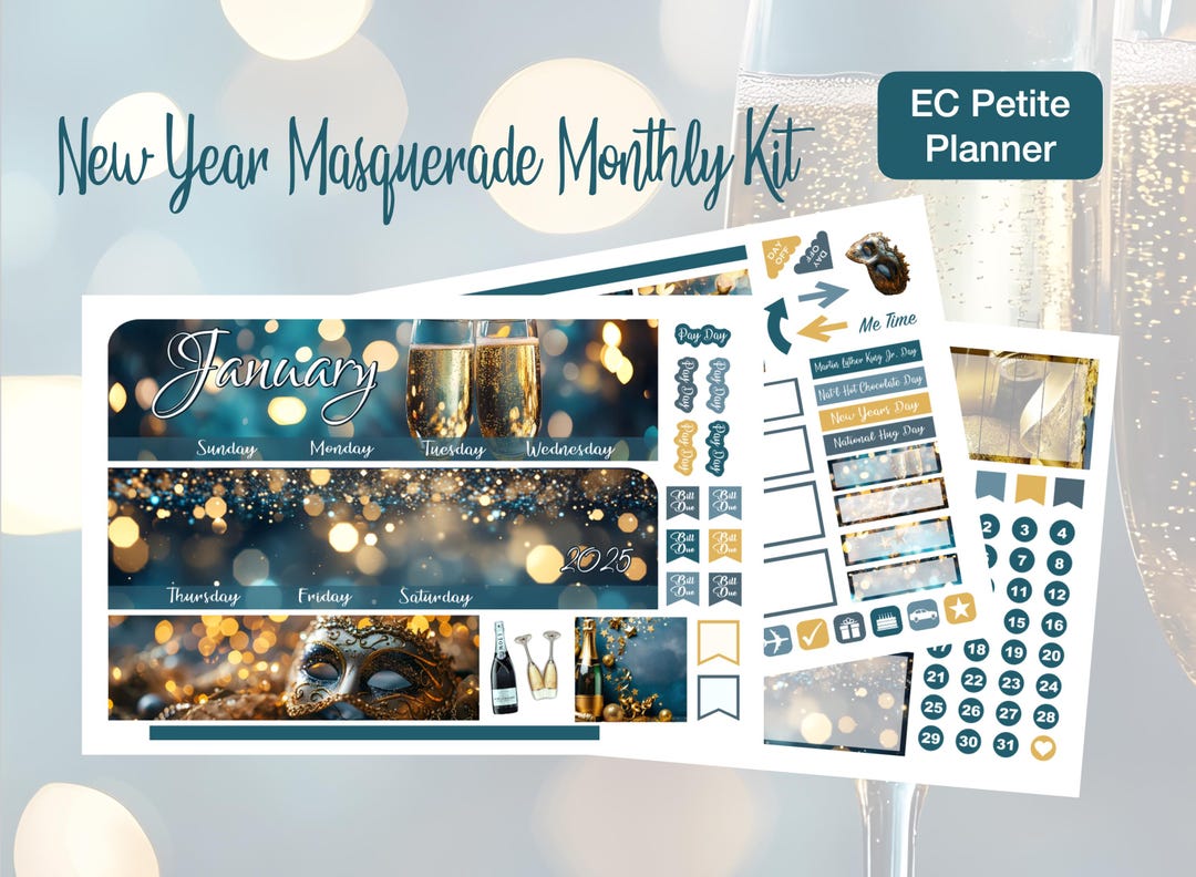 EC Petite Planner January New Year Masquerade Monthly Kit - Etsy