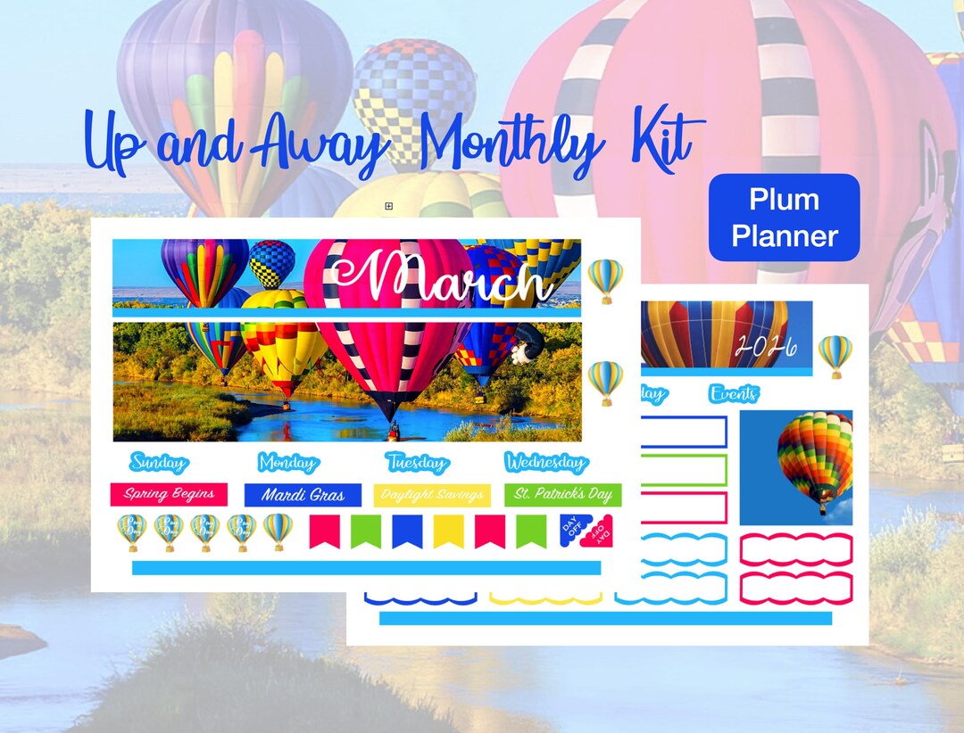 2026 up and Away March, April, or May Monthly Kit Plum Planner - Etsy