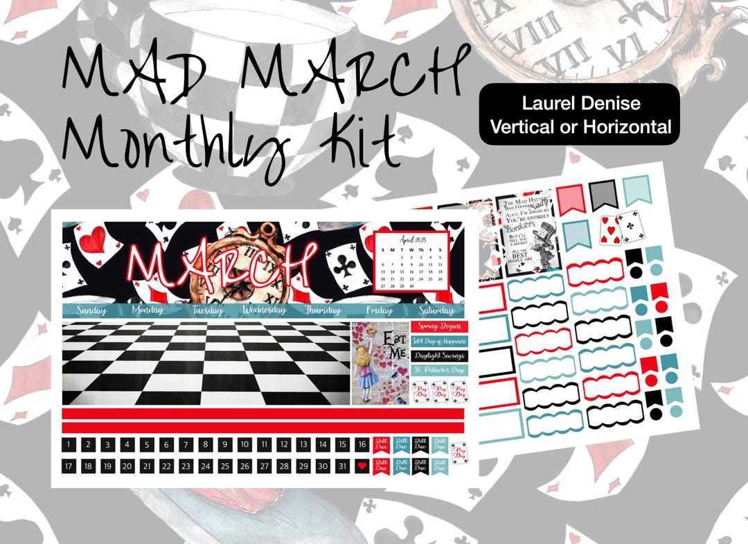 2026 Mad March Monthly Kit Laurel Denise Vertical or Horizontal Planner ...