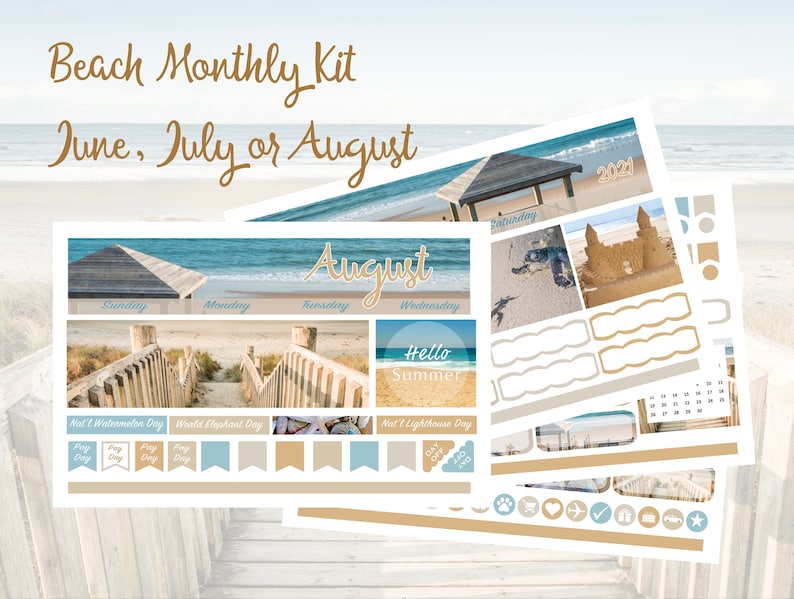 2026 Beach Monthly Kit June, July or August Erin Condren & Classic ...