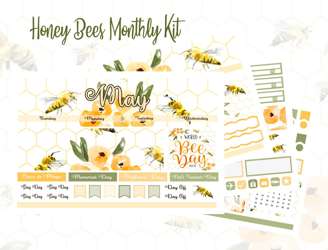 NEW Honey Bees March, April, May or June Monthly Kit Erin Condren and ...