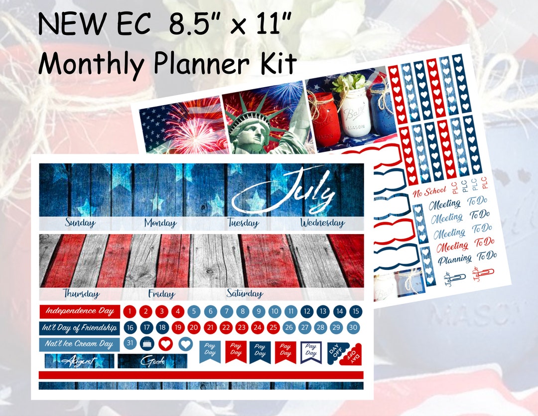 2024 NEW EC 8.5 X 11 Rustic July 4th Independence Day Monthly Kit - Etsy
