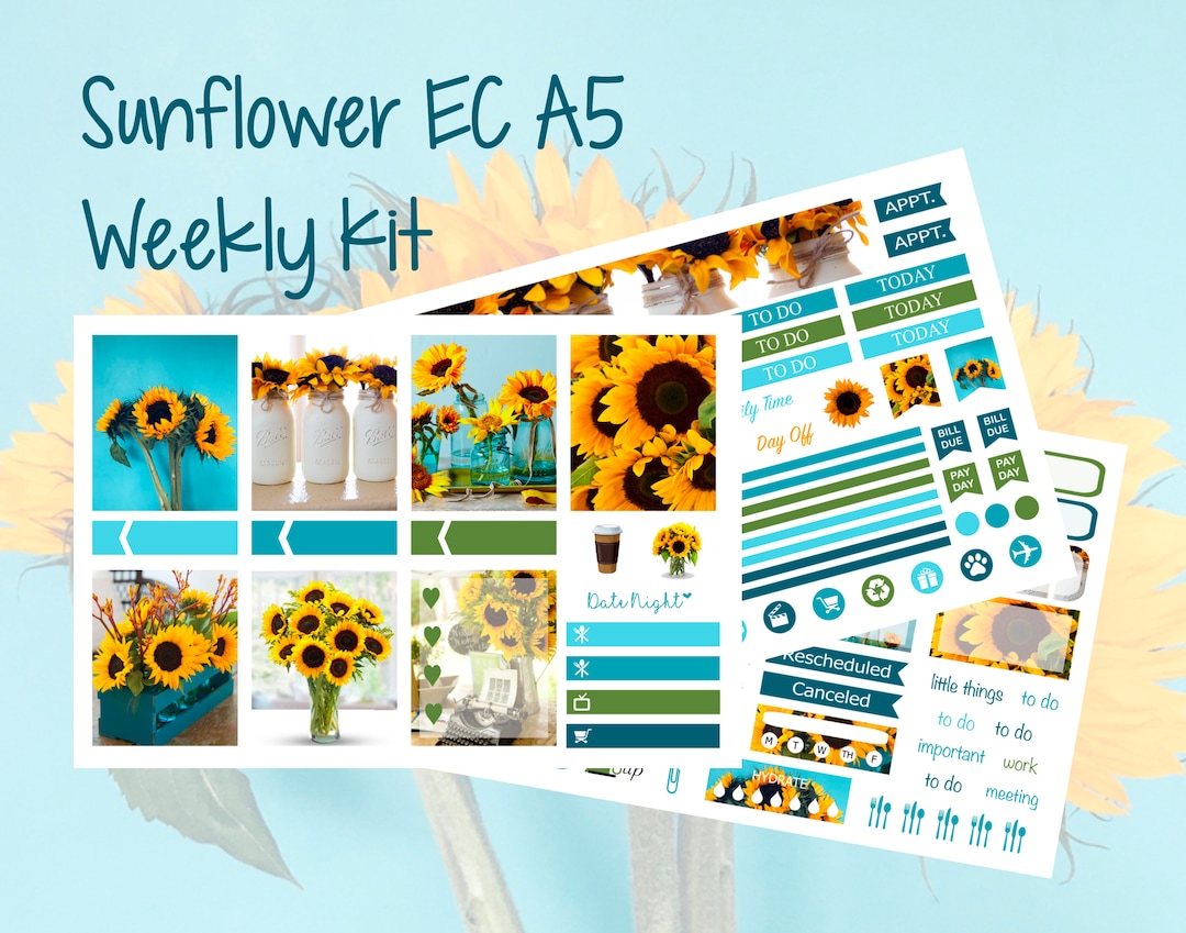 Sunflower EC A5 Horizontal Weekly Kit - Etsy