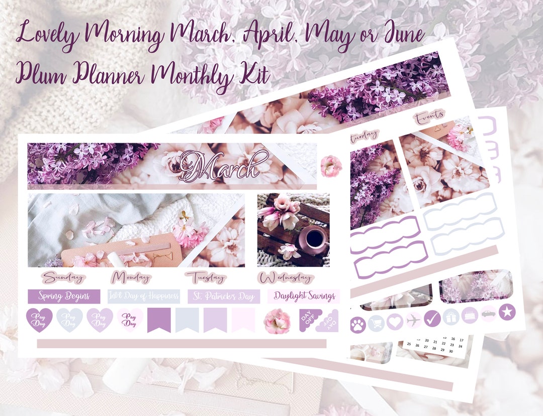 2026 Lovely Morning March, April, May or June Monthly Kit Plum Planner ...