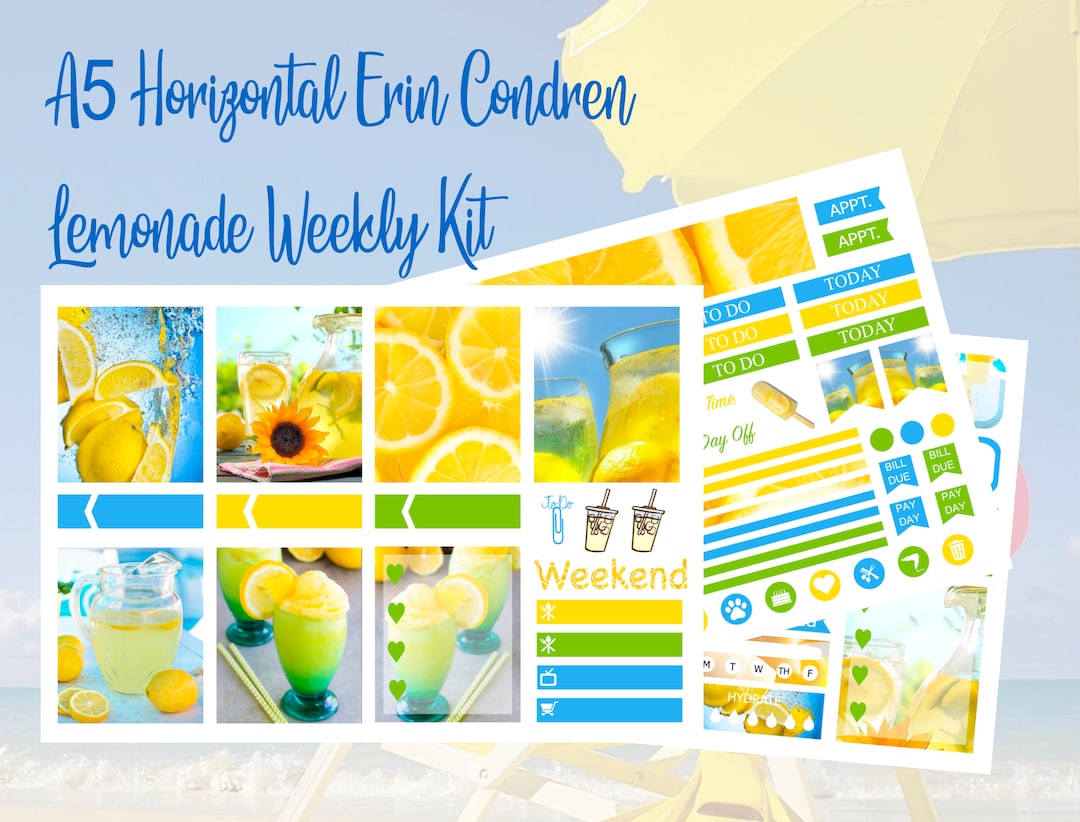 Lemonade EC A5 Horizontal Weekly Kit - Etsy