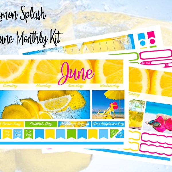 June 2024 Calendar Lemon - Etsy