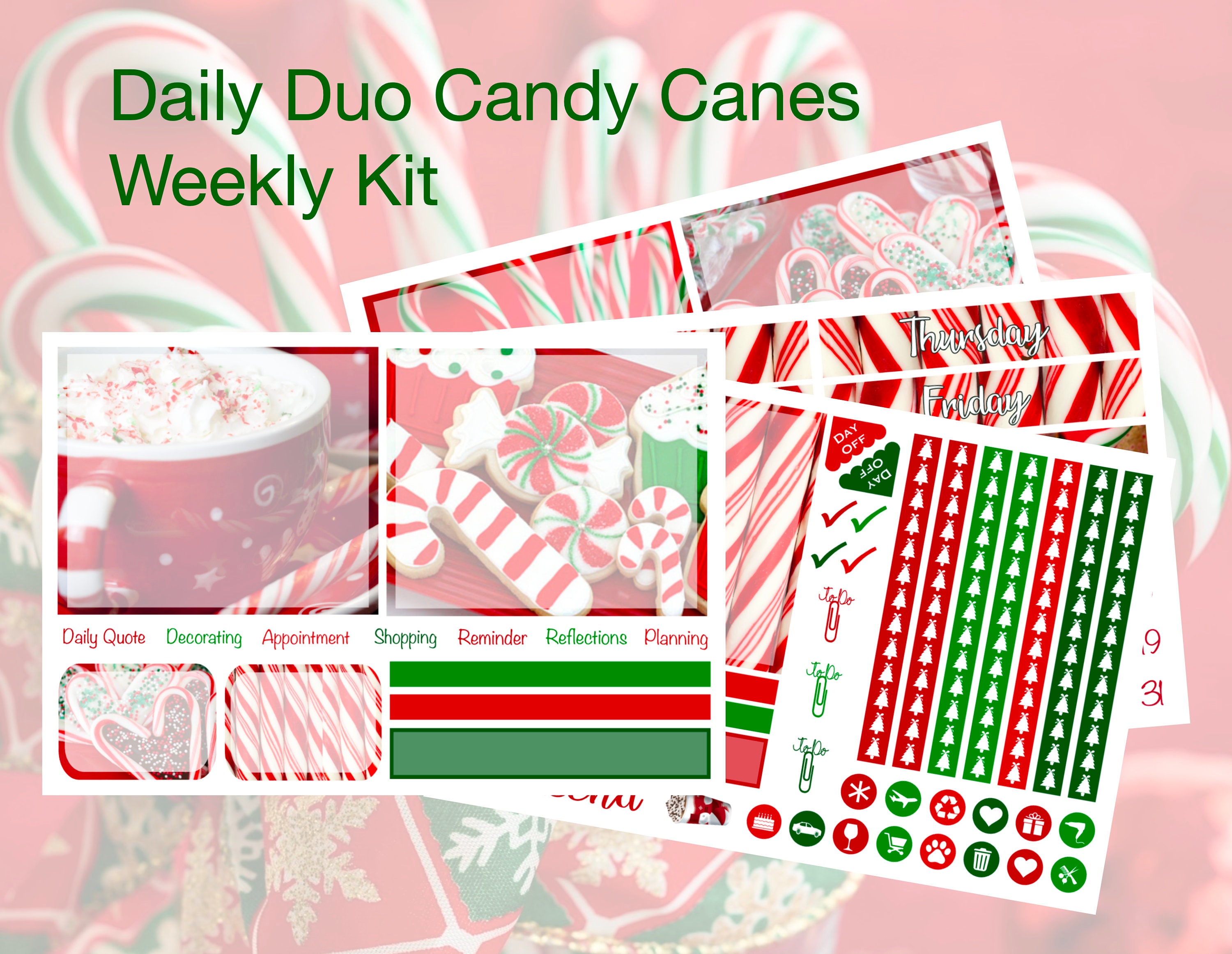 EC Daily Duo Candy Cane Photography Weekly Kit - Etsy