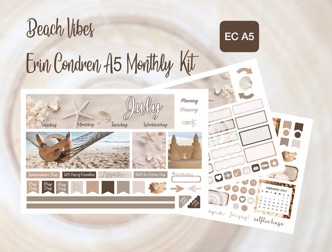 NEW Beach Vibes June, July or August Monthly Kit EC A5 Planner - Etsy