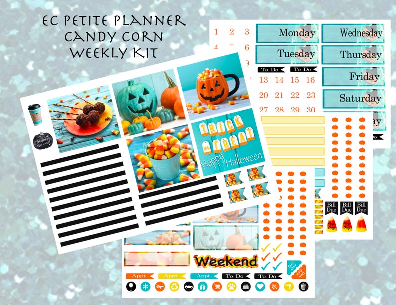 EC Petite Planner Candy Corn Weekly Kit | Etsy