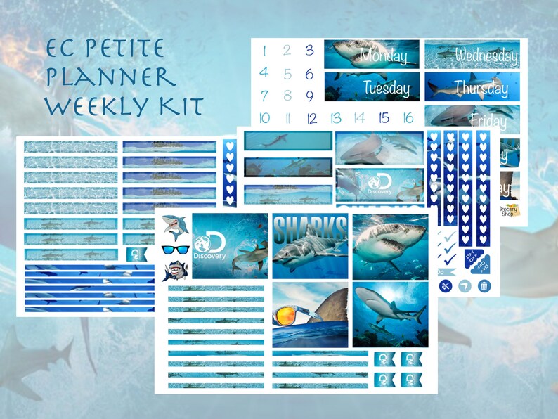 EC Petite Planner Shark Week Weekly Kit | Etsy