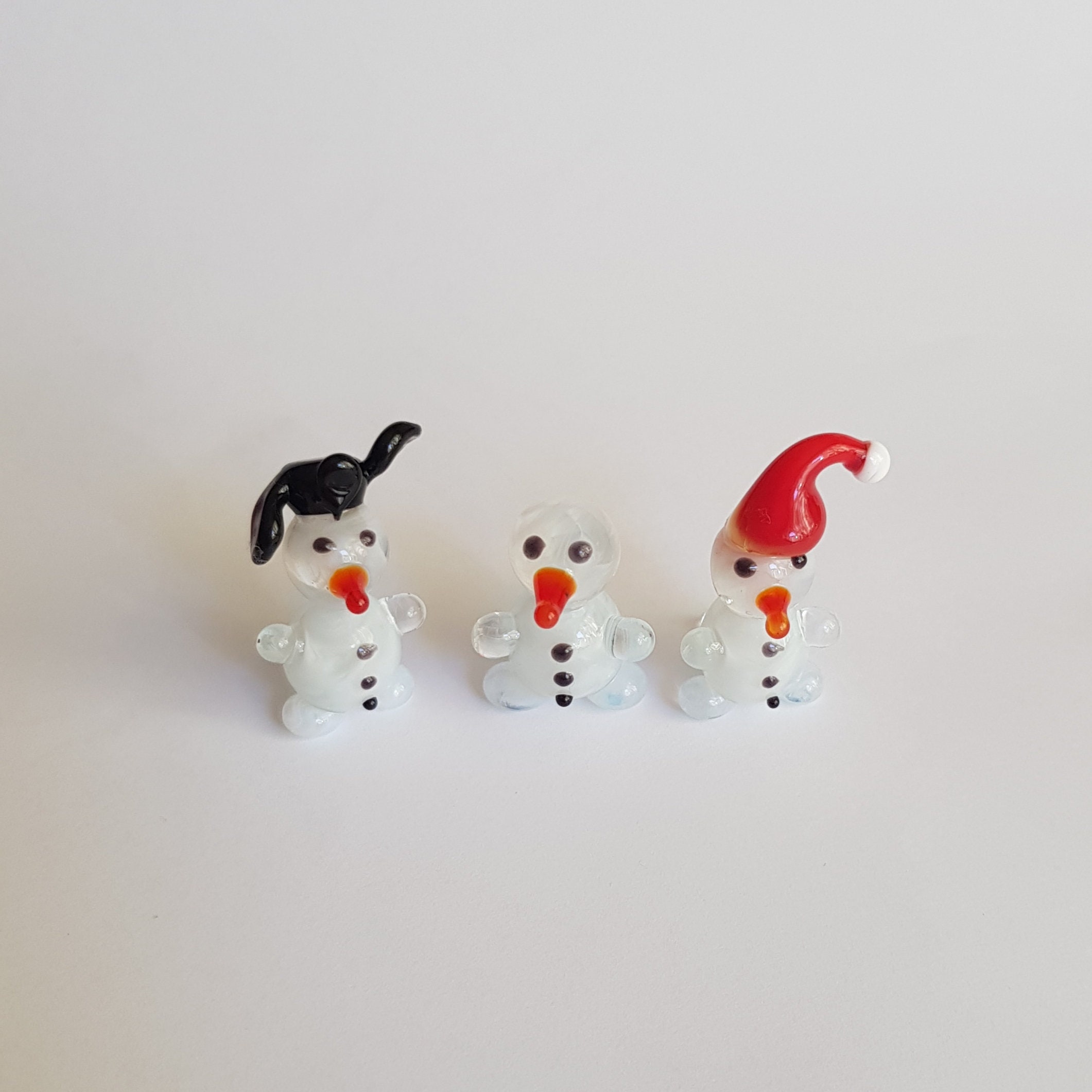 Miniature Glass Figurines Tiny Glass Snowman Murano Glass - Etsy