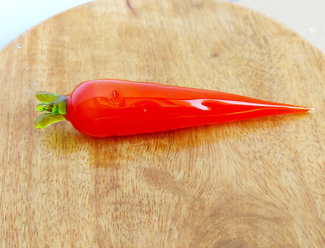 Glass Carrot Figurine for Kitchen Decoration, Handmade Blown Carrot ...