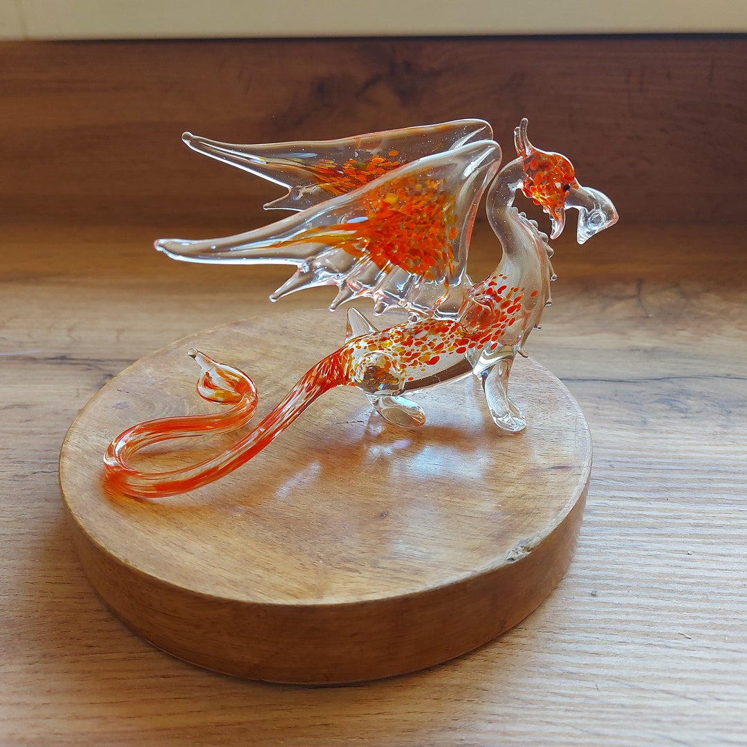 Dragon Glass Figurine, Glass Fairy Dragon, Murano Glass Dragon ...