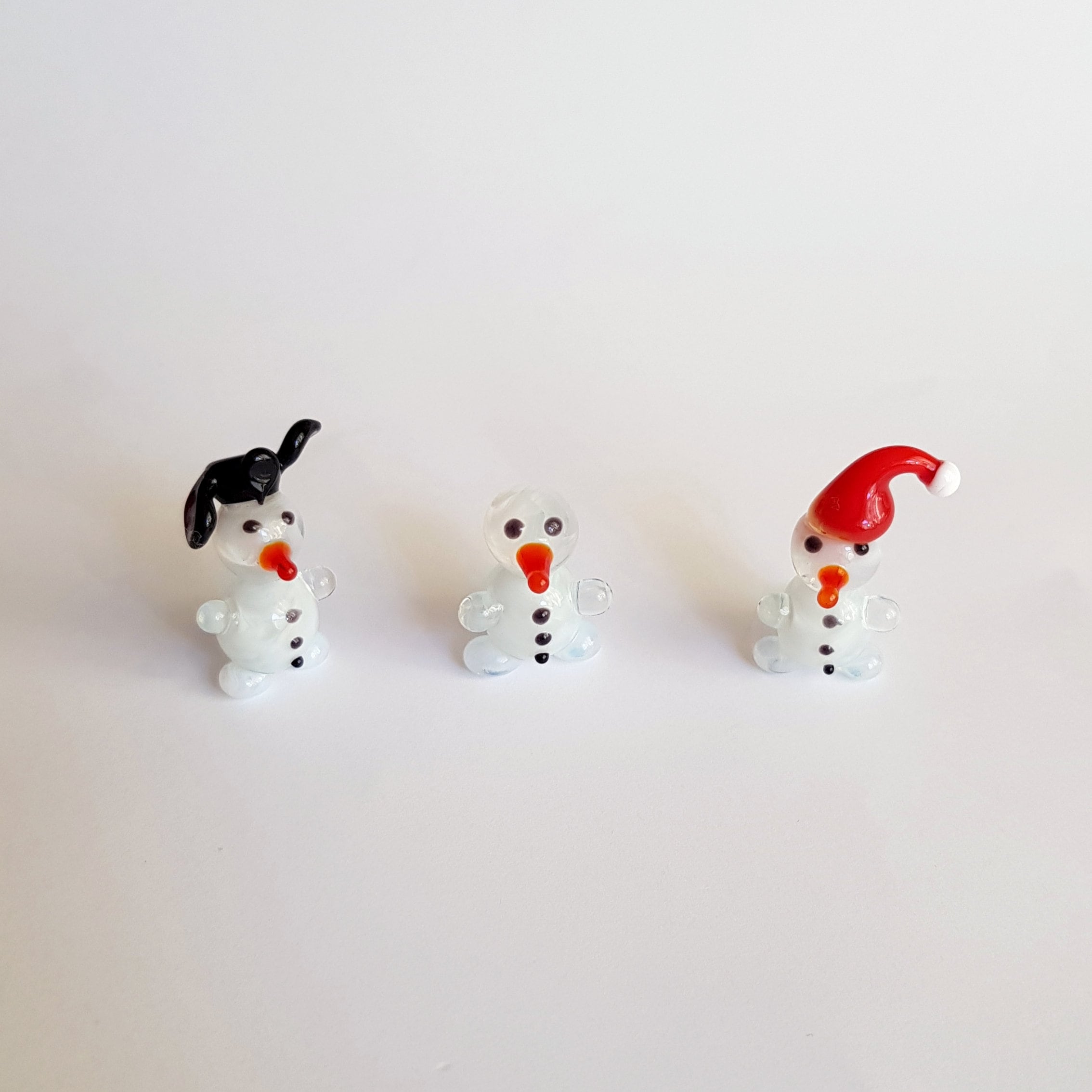 Miniature Glass Figurines Tiny Glass Snowman Murano Glass - Etsy
