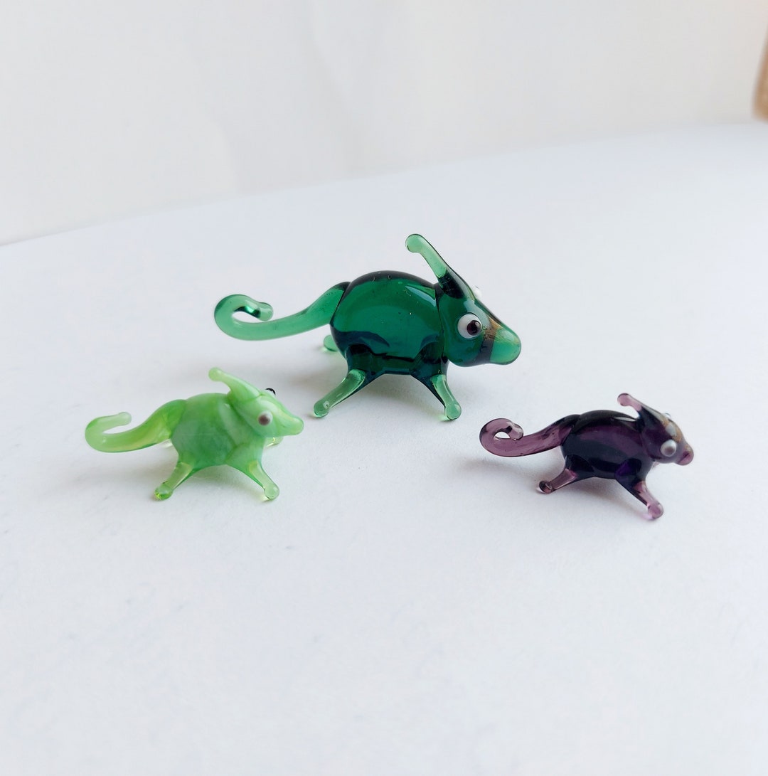 Glass Chameleon, Glass Green Lizard, Glass Reptiles, Collectible Glass ...