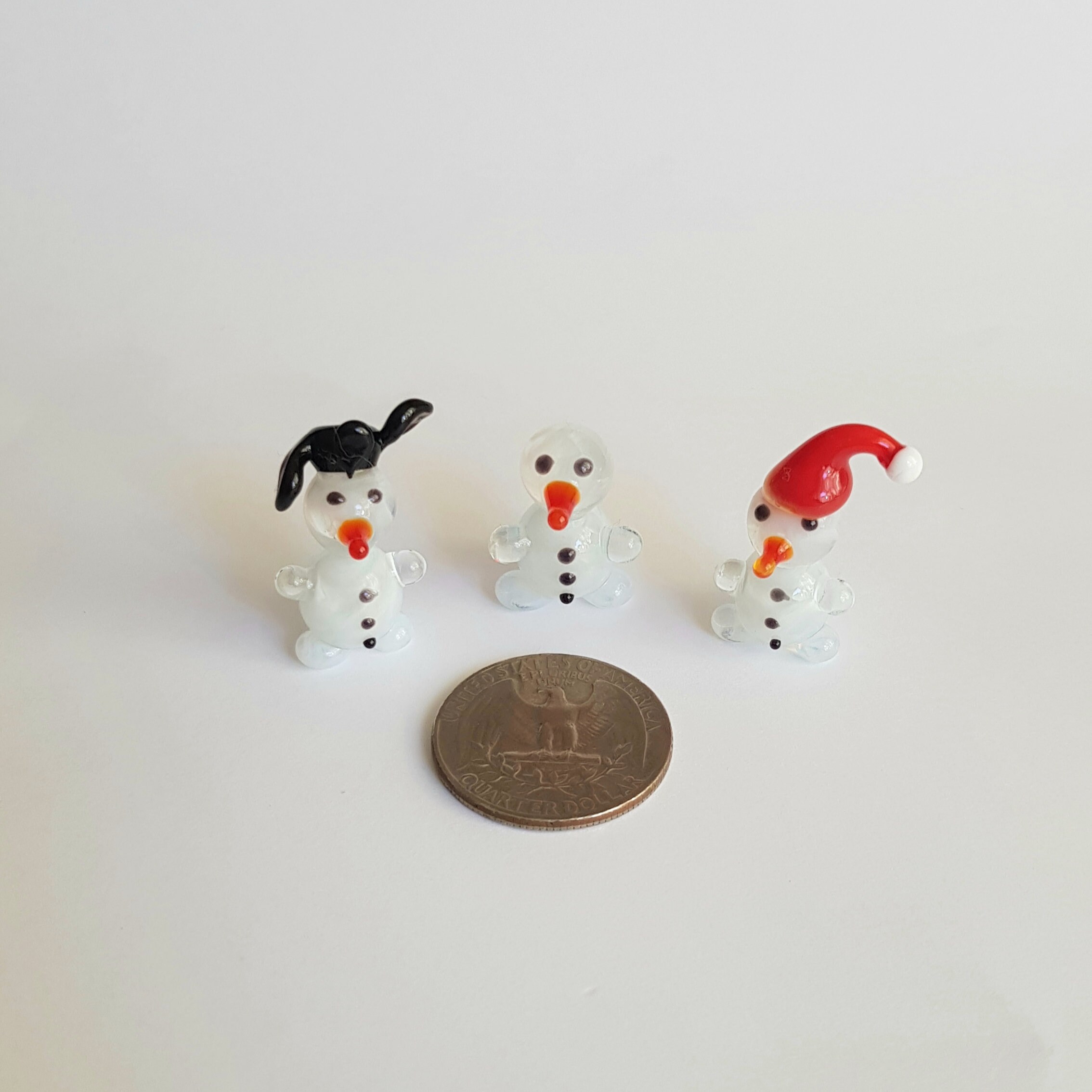 Miniature Glass Figurines Tiny Glass Snowman Murano Glass - Etsy