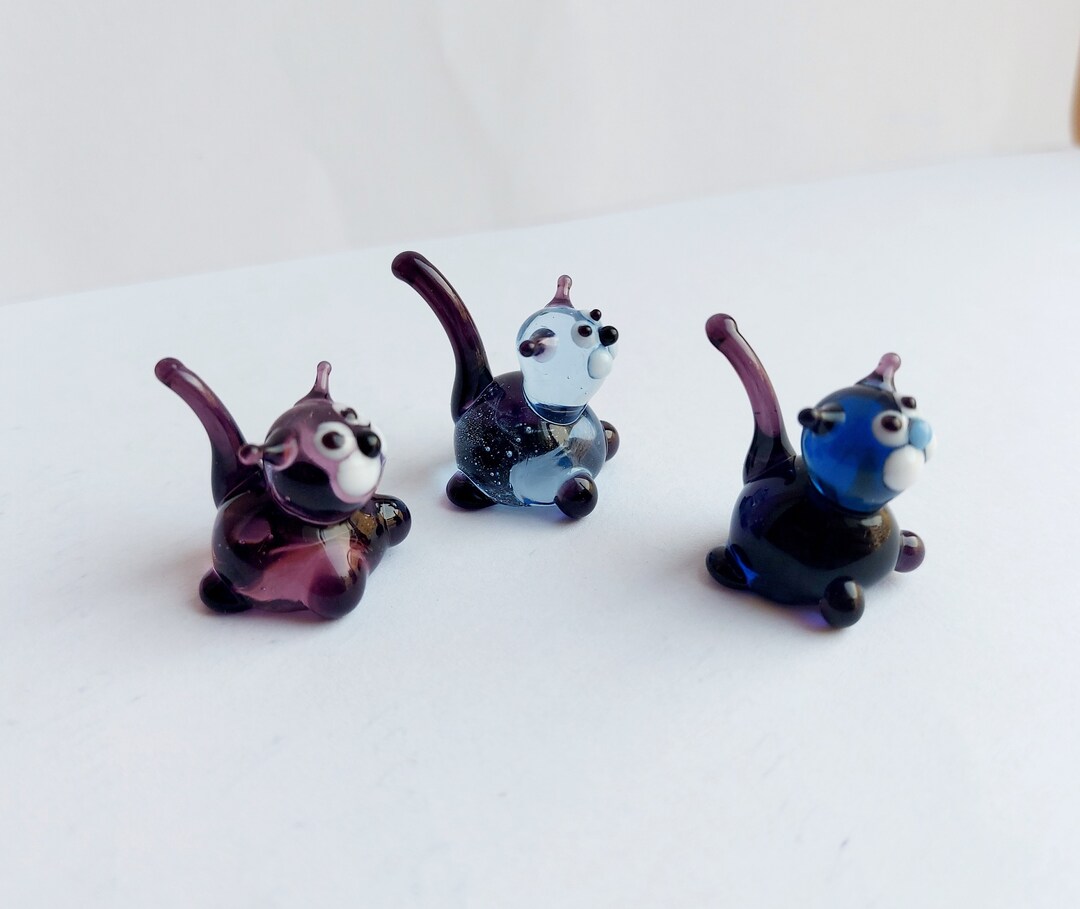 Miniature Glass Figurines Miniature Glass Cat Murano Glass - Etsy