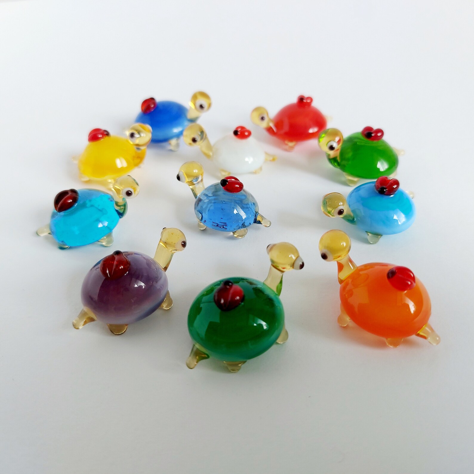 Micro Glass Figurines Tiny Glass Turtle With Ladybug Murano - Etsy