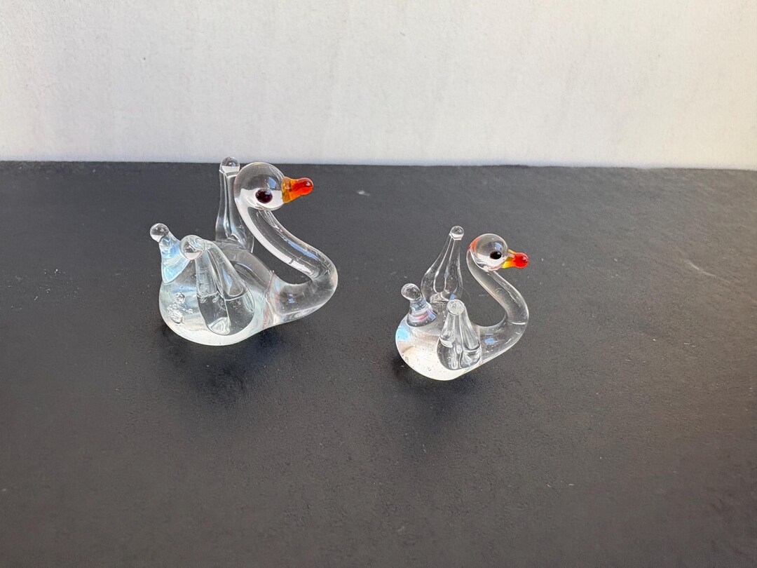 Mini Glass Swan, Mini Glass Animals, Murano Glass Swan, Collectible ...