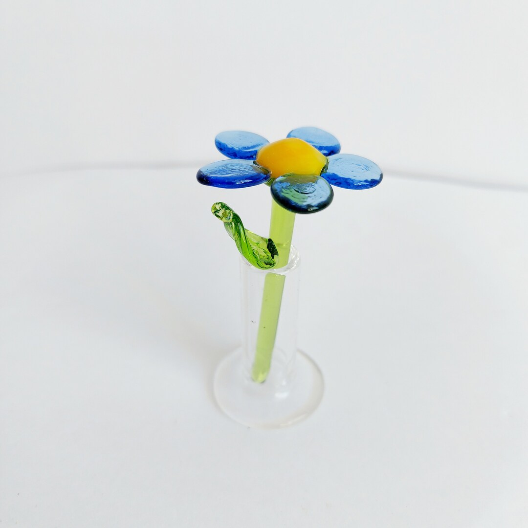 Handmade Lampwork Glass Daisy Flower Figurine - Flower Pot Decoration ...