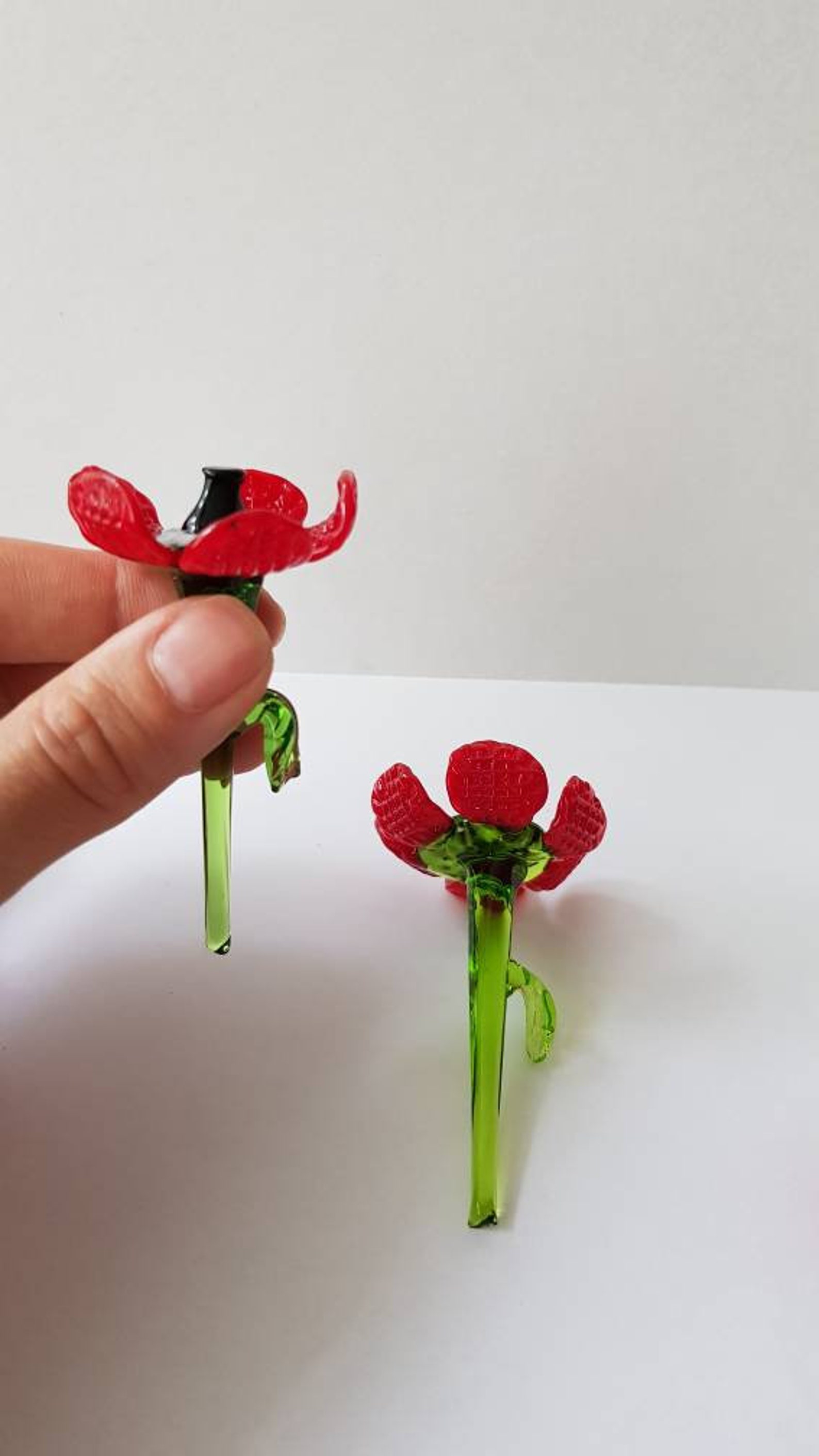 Miniature Flowers Glass Figurines Hand Blown Poppy Flower | Etsy