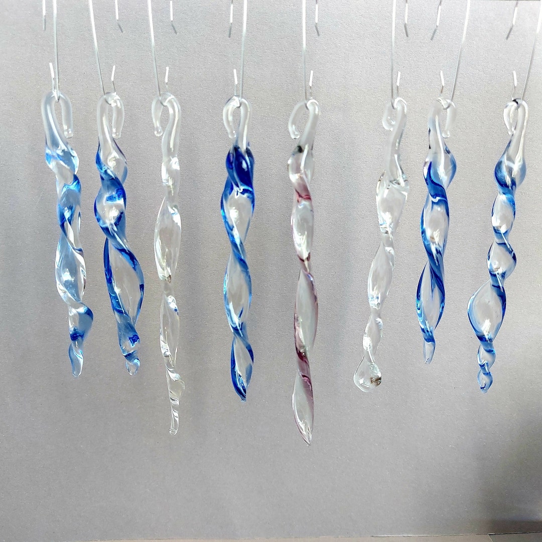 Glass Icicles, Glass Christmas Ornaments, Handmade Glass Icicles ...