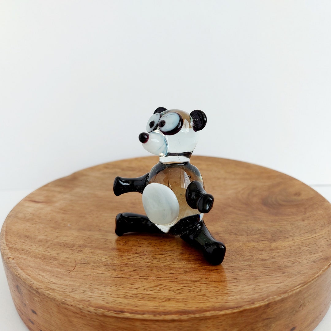 Panda Bear Glass Figurine, Art Glass Bear Figurine, Murano Glass Panda ...
