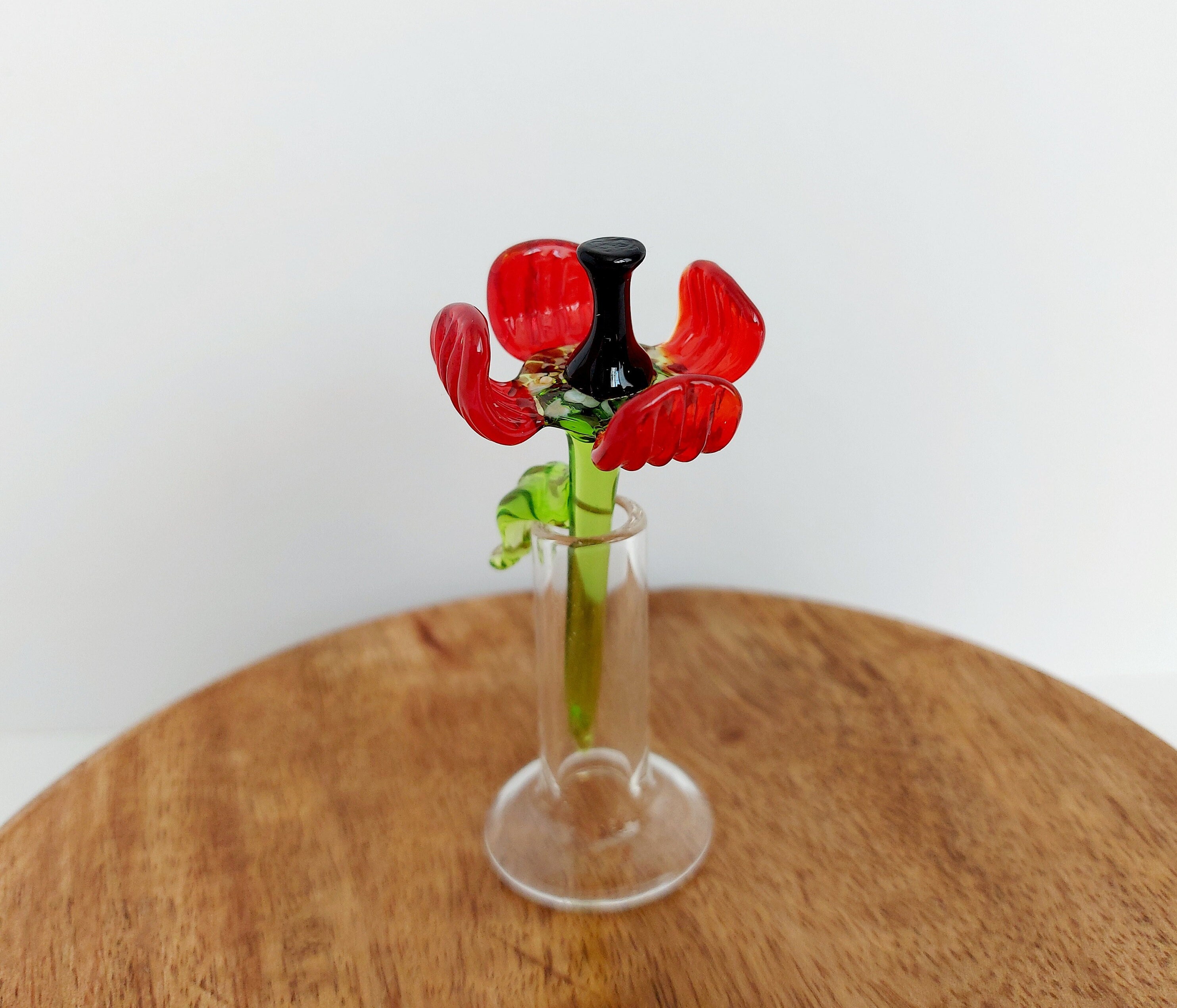 Miniature Flowers Glass Figurines Hand Blown Poppy Flower - Etsy