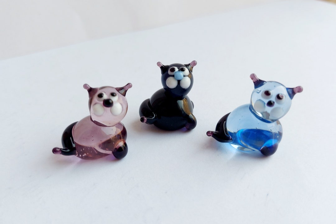 Miniature Glass Figurines, Miniature Glass Cat, Murano Glass Siamese ...
