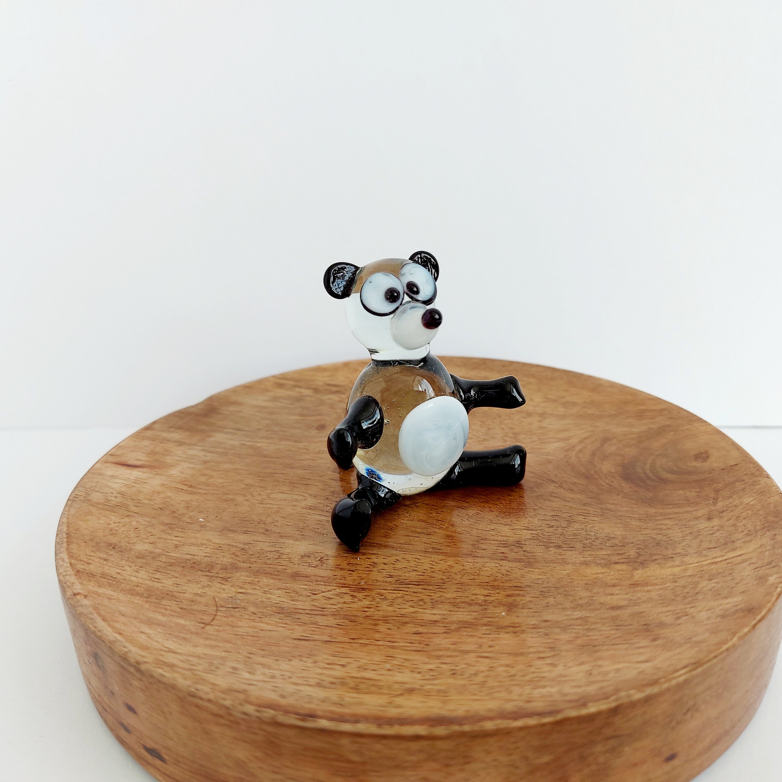 Panda Bear Glass Figurine Art Glass Bear Figurine Murano - Etsy