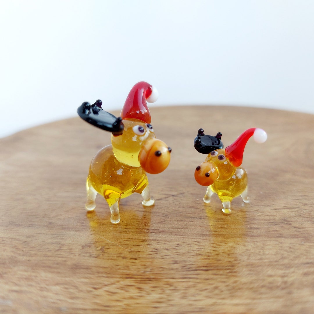 Miniature Glass Santa Moose: Handmade Murano Figurine - Etsy