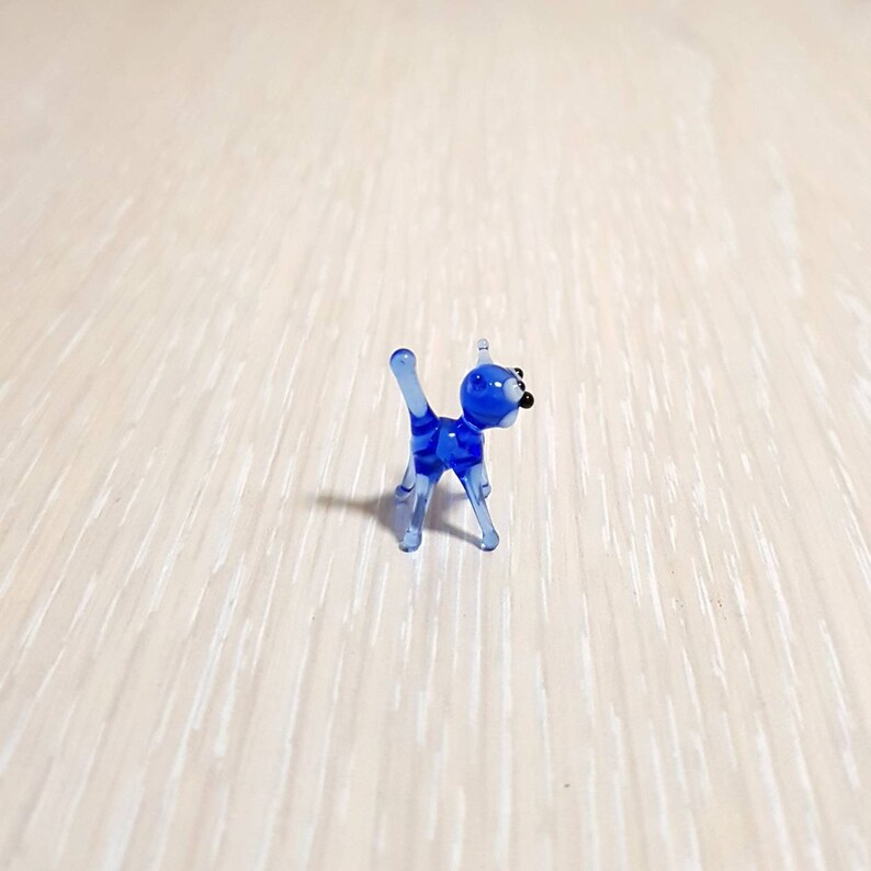 Micro Glass Blue Cat Figurine Tiny Glass Animals Murano - Etsy
