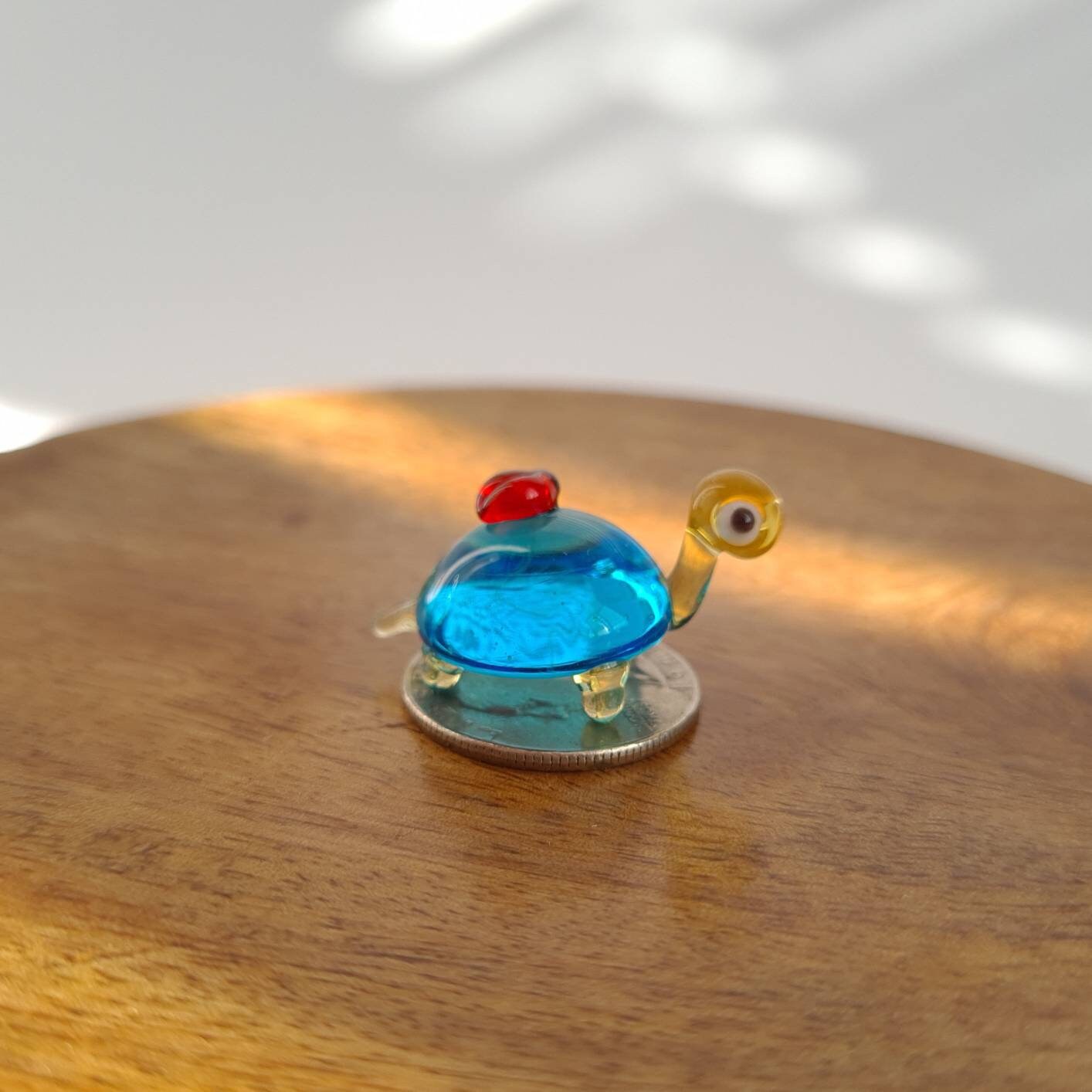 Mini Glass Turtle Tiny Glass Sea Blue Turtle With Ladybug - Etsy
