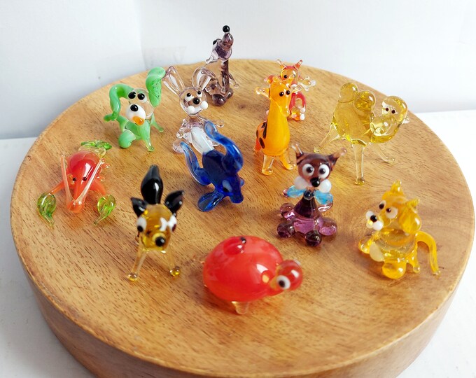 Set of 12 Miniature Glass Figurines, Miniature Glass Animals, Murano ...