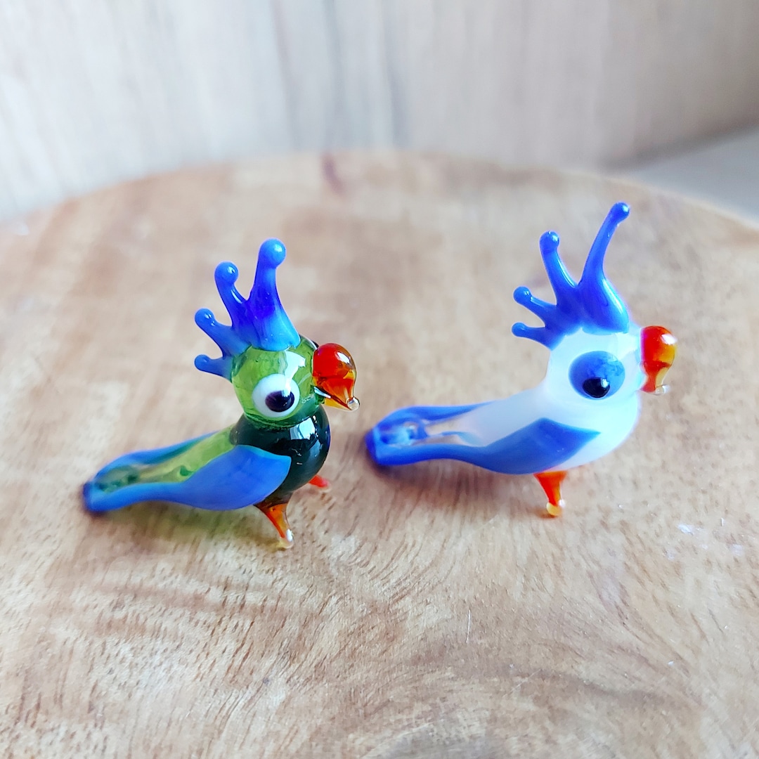 Miniature Glass Parrot Figurines, Miniscule Glass Animals, Murano Glass ...