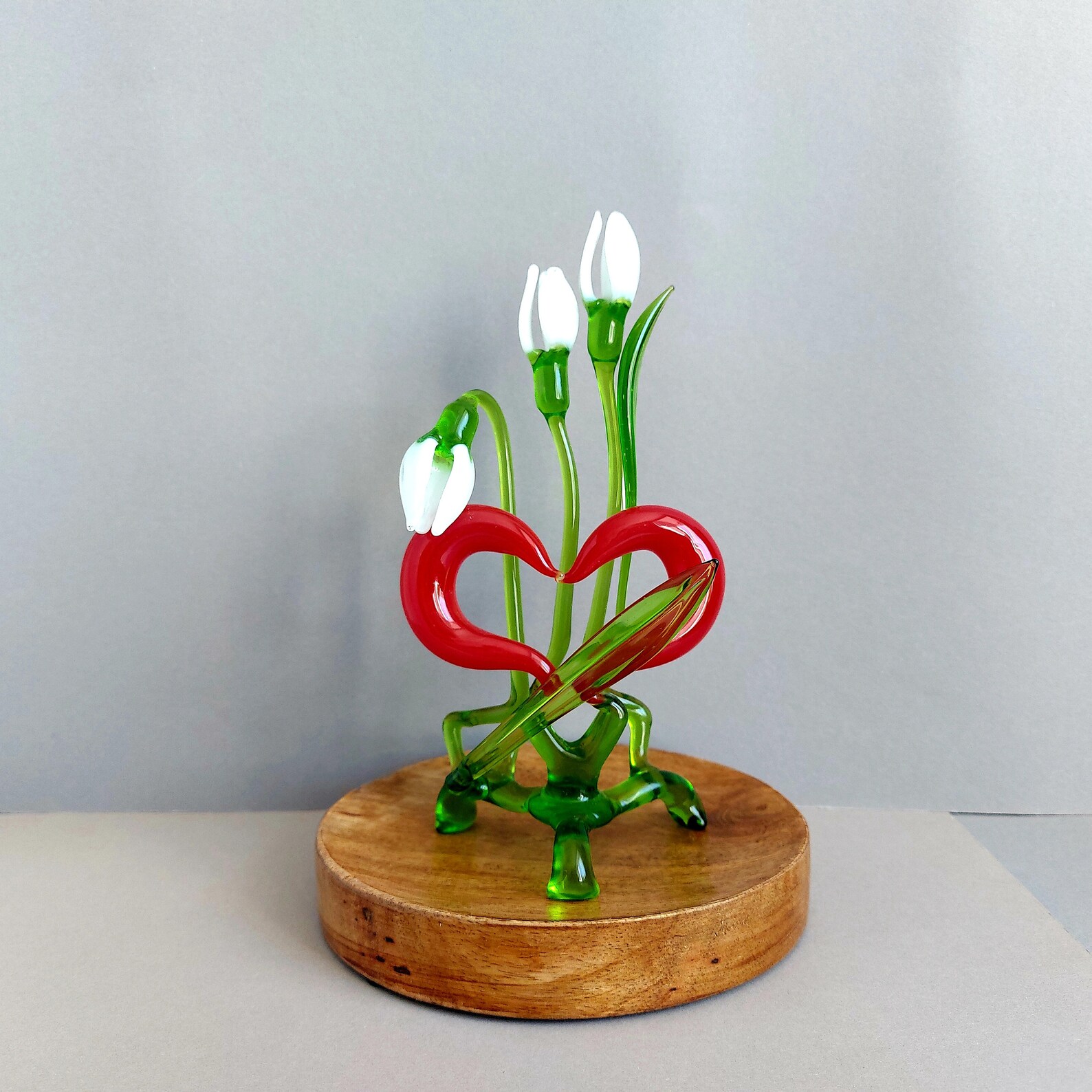 Snowdrop Flowers With Heart Composition Handmade of Glass - Etsy
