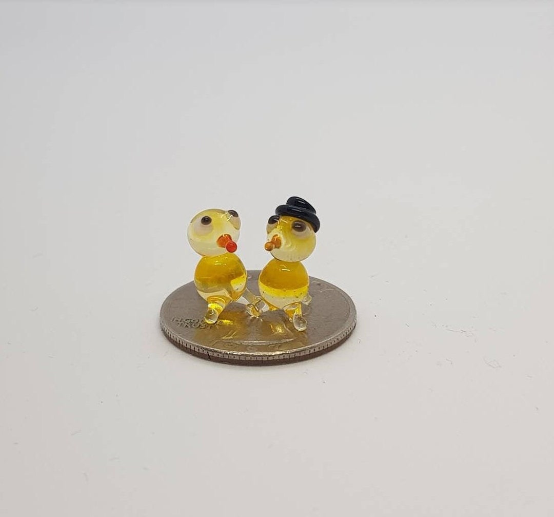 Couple of Chickens Micro Glass Figurines, Tiny Glass Easter Chicken ...