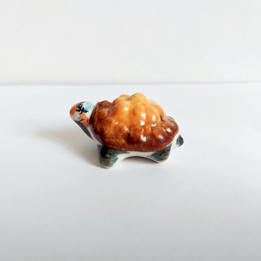 Turtle Porcelain Figurine, Cute Turtle Porcelain Figurine, Colorful ...