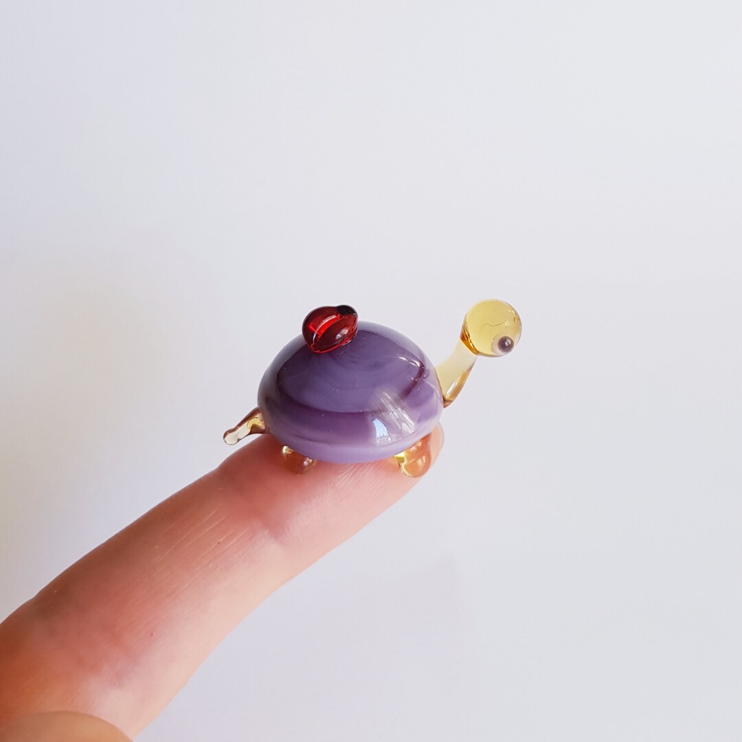 Mini Glass Turtle, Tiny Glass Turtle With Ladybug, Murano Glass Turtle ...
