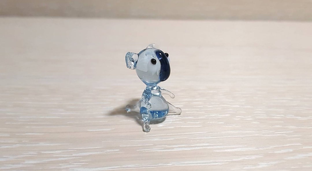 Mini Glass Blue Koala Figurine, Miniscule Glass Animals, Murano Glass ...